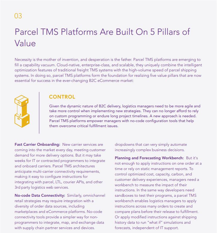 The Five Parcel TMS Value Pillars